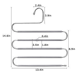 Myfolrena Pants Hangers Non Slip Updated S-Shaped 5 Layers Hangers Closet Space Saver for Jeans Scarf Tie Clothes(6 Pack Grey+4 Pack Black)
