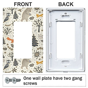 Winter Forest Animals Wall Plate Cover Size 3-Gang 4.6" x 6.5" Single Rocker Switch Plates Kids Decorative Nursery Teen Toddler Room Bedroom Bathroom Decor