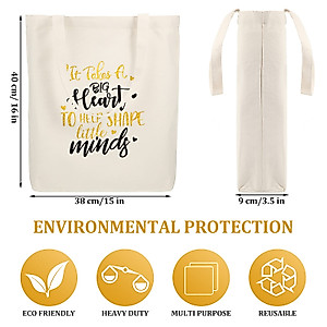 Xuniea 6 Pcs Teacher Appreciation Gifts for Women Graduation Tote Canvas Shopping Bags with Pocket (Simple Style)