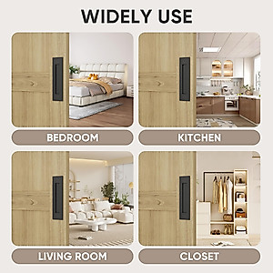 JUBEST 8-3/5'' Sliding Barn Door Handle Modern Simple Finger Flush Pull Handle for Gates Garages Sliding Doors Cabinets Closet and Drawers,Flat Black