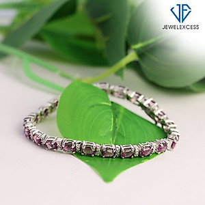 JEWELEXCESS Amethyst Bracelet for Women – Genuine, Single-Row Purple Amethyst Jewelry – 925 Sterling Silver Bracelets – Birthstone Bracelet Sterling Silver Jewelry Gifts for Women