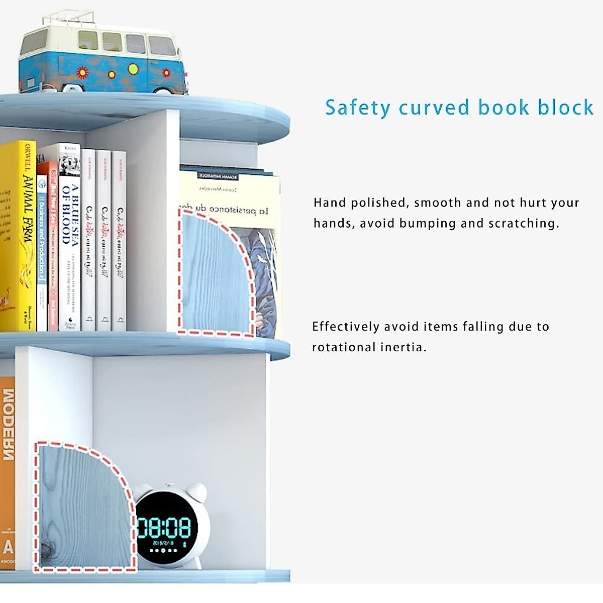 bookcases Rotating Bookshelf 360° Shelf Flooring Picture Book Shelf Multi-Level Book Organiser Book Storage Green (Size : 40 * 191cm)