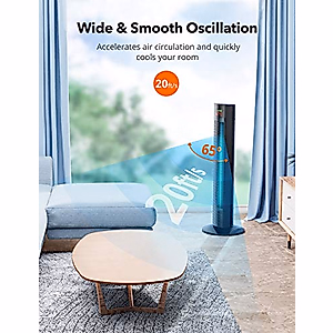 TAOTRONICS Tower Fan, 36" Oscillating Tower Fan with Remote, 9 Modes, Large LED Display, 12-Hour Timer, Space-Saving, Portable Floor Bladeless Fan for Bedroom Living Rooms Office, Black (TT-TF002)