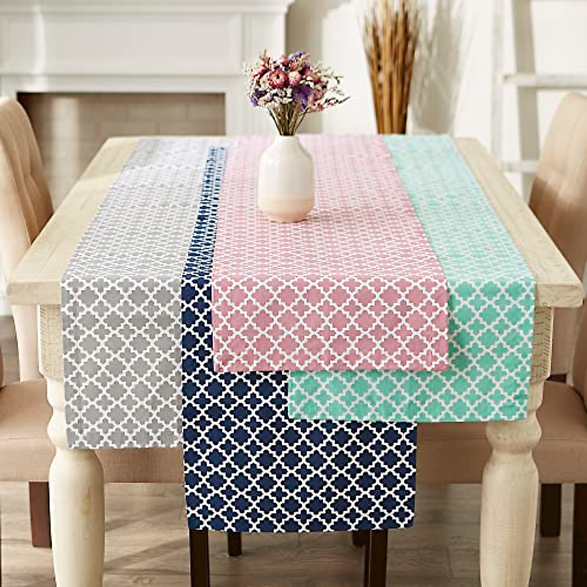 DII Lattice Tabletop Collection, Table Runner, 14x72, Nautical Blue