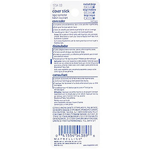Maybelline New York Cover Stick Corrector Concealer, Medium Beige, 0.16 oz.