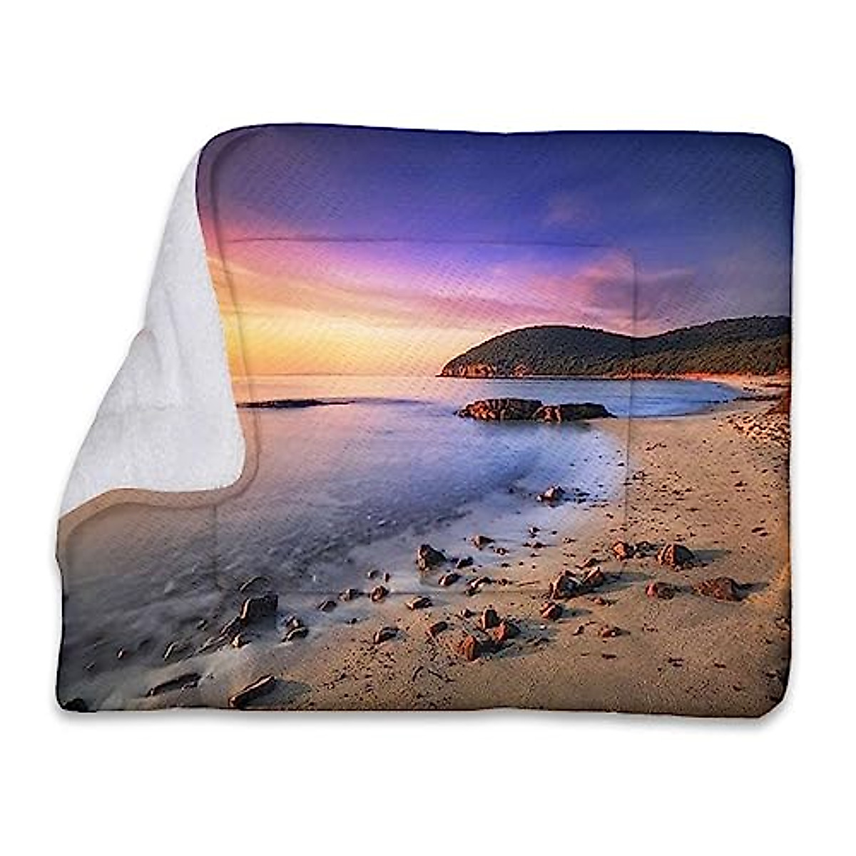 Orange Violet Self Heating Cat Pad Self Warming Cat Bed Beach Famous Mediterranean Sunset Ultra Soft Warm Plush Puprug Puppy Bed Cushion Ocean Decor 14" x 18"