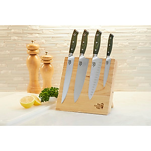 Big Green Egg Culinary Chef Knife Set (4 piece) with Case - German Steel Knives, 8” Chef Knife, Santoku Knife, Slicing Knife, and Paring Knife. Best Chef Knife Set