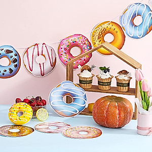 Donut Theme Party Banner 4 Pieces Donut Banner Donut Garland Donut Party Decorations for Donut Theme Birthday Party Christmas New Year Baby Shower Party Favors(Cute Style)