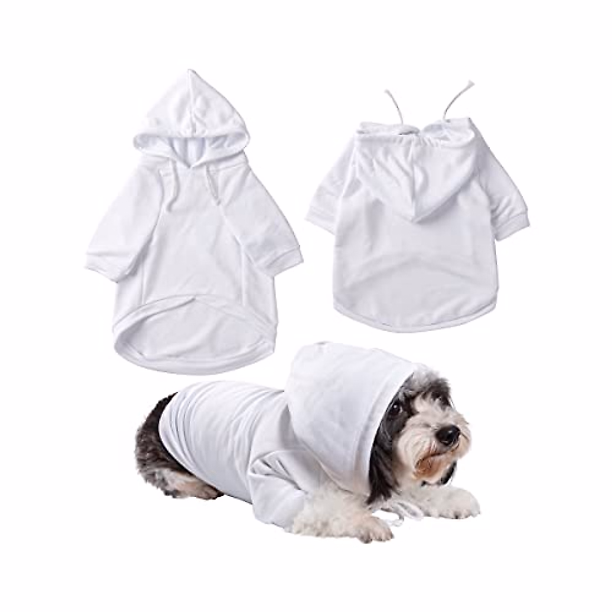Craft Express Sublimation Blank White Pet Hoodie - Medium, Large, and Extra Large Size Hoodies for Pets Ready to be Personalized - Set of 2 (XX-Large)