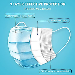 DR.MOXA 100Pcs Medical Grade Disposable Face Mask 3-Ply Latex Free, Non Woven，Soft on Skin