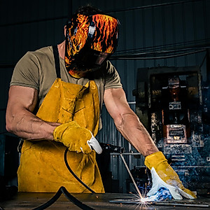 TOOLIOM Welding Helmet Auto Darkening Solar Powered with Adjustable Shade 4/9-13 for TIG MIG ARC Flaming Skull Design Welder Mask