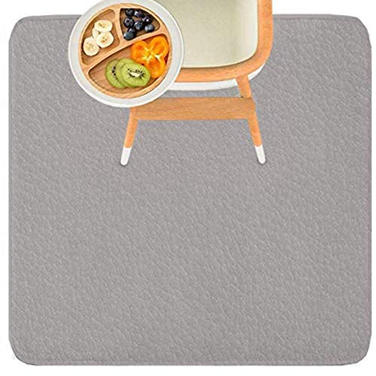 Leather Splat Mat - Waterproof Baby High Chair Floor Mat | High Chair Mat | Splat Mat for Under High Chair | Baby Food Mat | Splash and Spill Mat | Under Highchair Mat (Grey, Square)