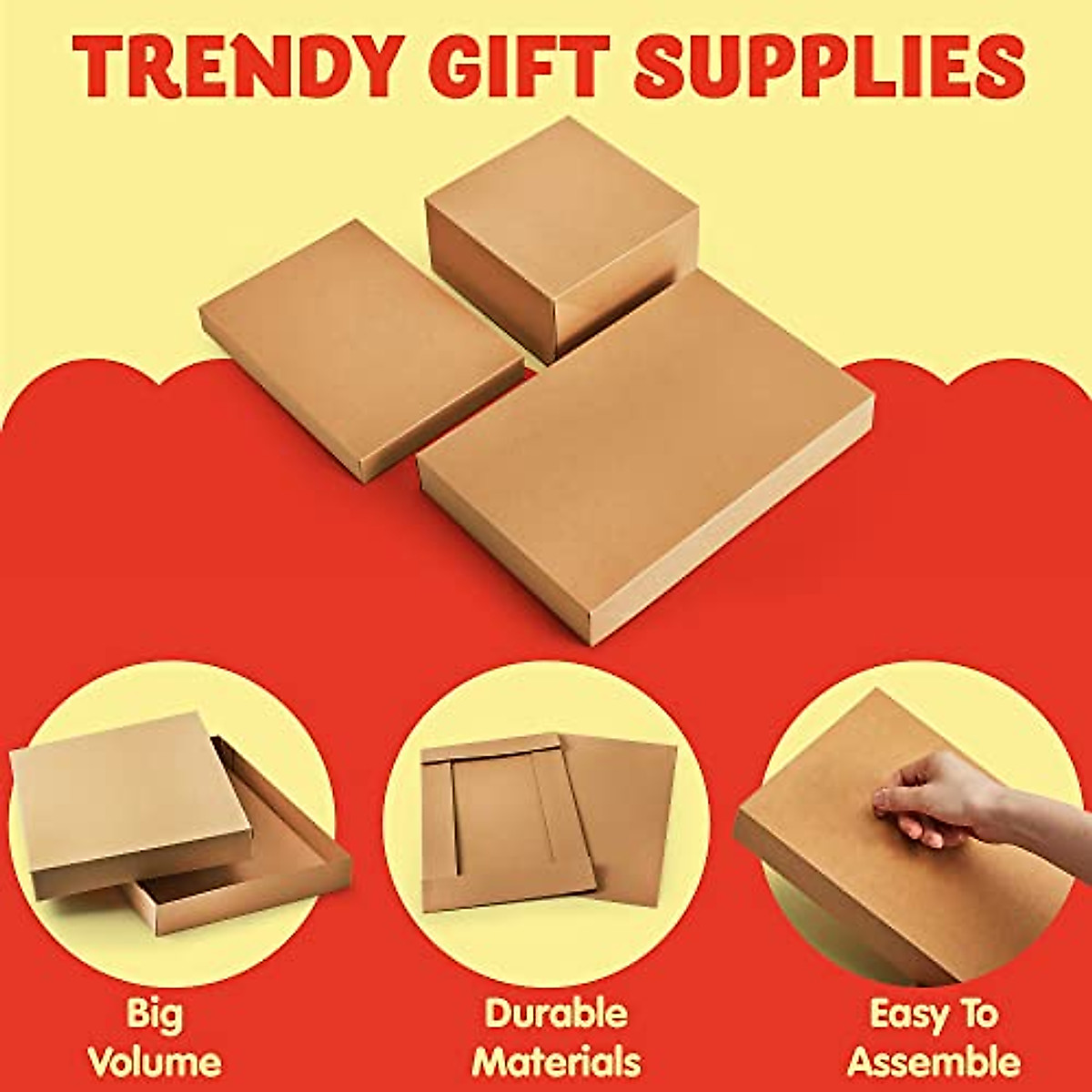 JOYIN 12 Pieces Brown Kraft Cardboard Boxes Gift Wrap for Christmas Holiday, Festive Xmas Wrapping Shirt and Lingerie Cupcake DIY Boxes