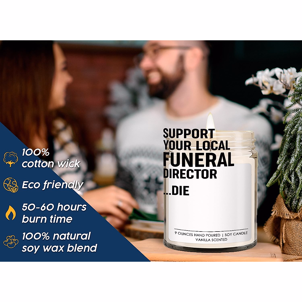 Flairy Land Vanilla Funeral Director Candle - Funeral Gifts