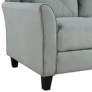 P PURLOVE 3 Pieces Polyester Blend Button Tufted Sofa Set, Living Room Furniture Set, 1 Armchair, 1 Loveseat, 1 Sofa (Gray)