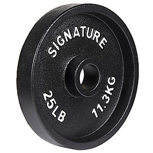 Signature Fitness Deep Dish 2-Inch Olympic Cast Iron Weight Plates with E-Coating, Black
