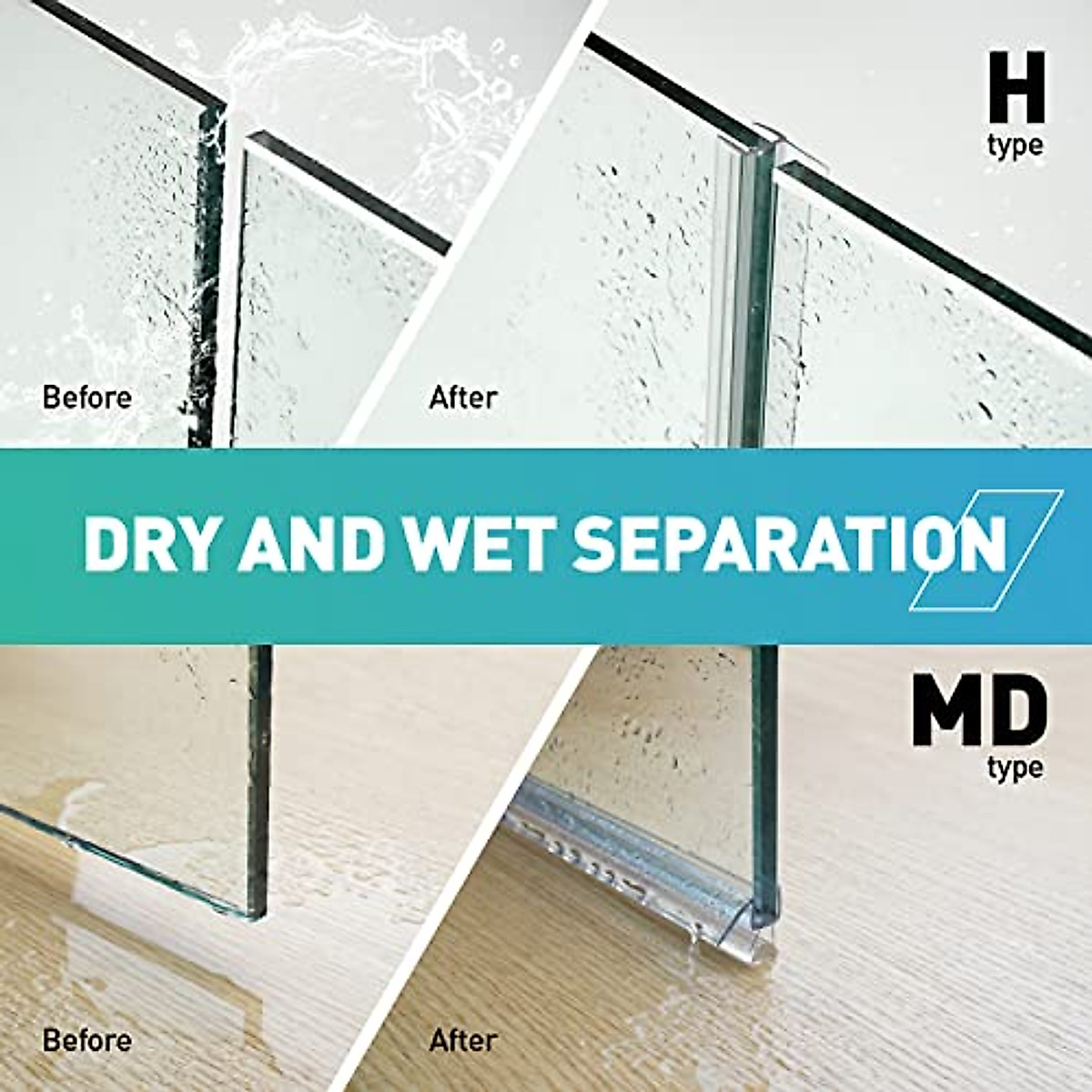 Shower Door Seal Set - 4 PCS 3/8" x 77" Frameless Shower Door Bottom Seal and Side Seal for 3/8 Inch Glass,Glass Shower Door Seal Strip Door Sweep,Stop Shower Leaks and Create a Water Barrier