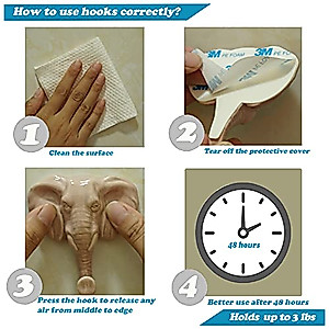 CAAHANJIA Ceramic Elephant Hooks,Adhesive Hooks,Wall Cabinet Door Towel Robe Clothes Hooks Self Adhesive Holders for Hanging Kitchen Bathroom Home Hooks 3 Pack (Active Glaze)