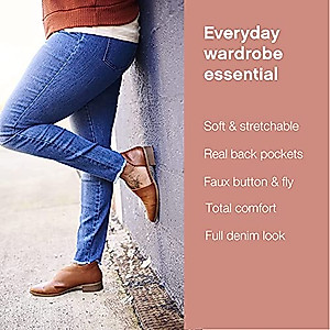 No Nonsense Women's Frayed Edge Denim Leggings, Medium Wash, XX-Large