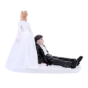 Ailgely Bride Dragging Groom Cake Topper,Funny Wedding Cake Toppers Bride and Groom,Figurine Wedding Cake Topper Romantic Wedding Party Decoration Adorable Gift