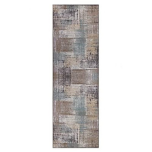 SUPERIOR Arabella Modern Distressed Diamonds Polypropylene Indoor Area Rug, 2'7" x 8', Beige