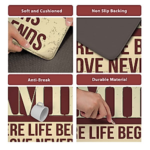 Anti Fatigue Red Kitchen Mats Sets 2 Piece Kitchen Quote Standing Rugs Farmhouse Cushioned Memory Foam Kitchen Floor Mats Non Skid Washable Kitchen Rugs for Sink Laundry Room,17.3x28+17.3x47 Inch