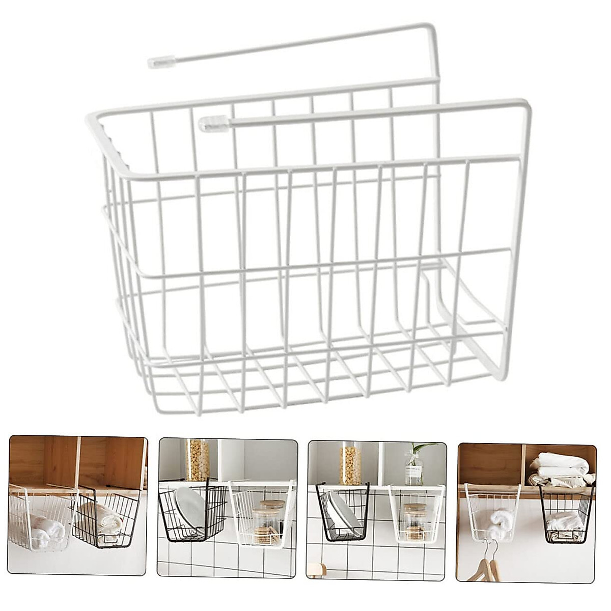 STOBAZA Cabinet Hanging Storage Hanging Baskets Sliding Shelf 1pc Storage Hanging Basket Office Wrought Iron Sink White Wire Rack Cabinet Organizer Storage Sundries Organizer