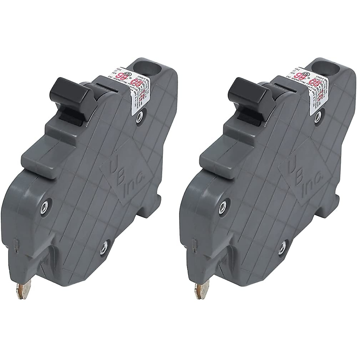 Connecticut Electric Federal Pacific Electric Stab-Lok Replacement Circuit Breaker, 20 Amp, Gray & Federal Pacific Electric Stab-Lok Replacement, One Pole 15 Amp Thin Series Circuit Breaker, Gray