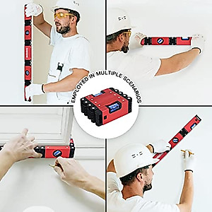 Multi-Function Foldable Level Measuring Tool 28 Inch Folding Level Magnetic Woodworking Tools 4 Level Bubbles Accurate Multi-Angle Measurement Level Tool with Pocket Level, Storage Bag