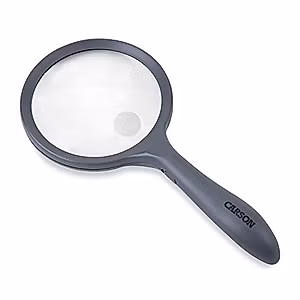 Carson LED Lighted Hand Held Magnifier, 2X Magnifier with 4X Spot Lens HM-44