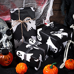 Kavoc 60 Sheets 20 x 20 Inch Large Size Halloween Tissue Paper White Ghost Art Tissue Paper Carnival Horror Pattern Tissue Paper Set Halloween Decorative Paper for Gift Wrapping Mardi Gras Birthday Wedding Party Gift Bag DIY Pompom Confetti Crafts