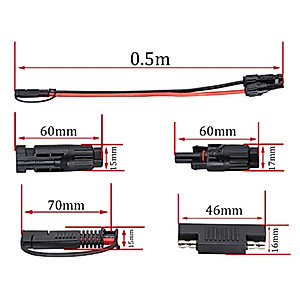 HCFeng10AWG SAE to M-C-4 Adapter Cable with SAE Polarity Reverse Adapter Conector,Solar Panel to SAE Adapter Cable SAE PV Extension Cable to Solar Panels for RV Panel Solar (55CM/1.8FT)