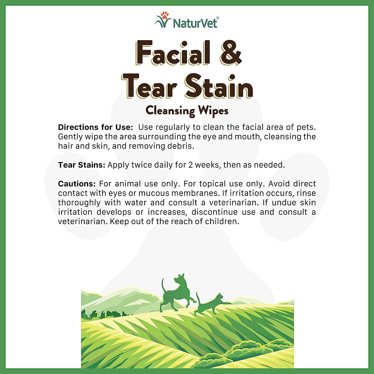 NaturVet Facial & Tear Stain Cleansing Wipes for Dogs & Cats 60 Count