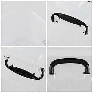 Quickquick 8 L Plastic Latching Box with Handle, Storage Latch Bins with Handles, Clear, 2 Packs