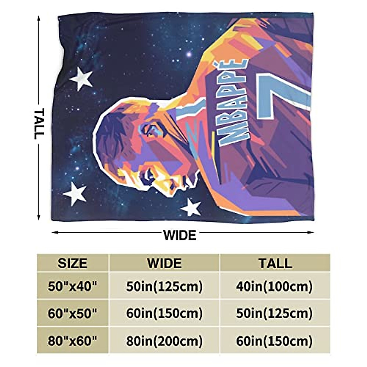 Custom World Football #7 Mbappe Ultra-Soft Fleece Blankets for Bedroom Living Room Sofa Bed Outdoor, 50"x40"