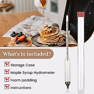 Maple Syrup Hydrometer, Baume and Brix Scale, Maple Syrup Density Kit Syrup Hydrometer for Measure Sugar and Moisture Content (Density) of Boiled Sap
