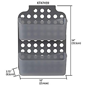 Home Basics Adjustable Over The Cabinet Door Mount Plastic Organizer Storage Space Saving Hanging Basket for Kitchen, Pantry, Vanity and Bathroom, Cle