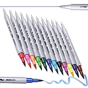 Mr. Pen- Dual Tip Brush Pens, 12 Colors, Brush Pens, Brush Markers, Dual Brush Pens, Markers for Kids Adults Coloring, Art Markers for Adults, Dual Tip Markers.