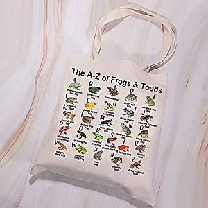 VAMSII Frog And Toad Tote Bag The A-Z of Frogs & Toads Grocery Shopping Bag Aesthetic Bag for Women Girls (Frog And Toad Tote Bag)