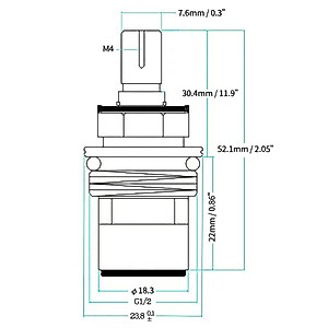 Ceramic Valve Cartridge Compatible with Kohler Two-Handle Faucet, Hot Water Cartridge Replacement for K-GP77005-RP, Brass Faucet Cartridge with Spline Adapter for Kitchen and Bathroom