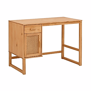 REN HOME Talo Desk with Closed Storage and Drawer, Natural