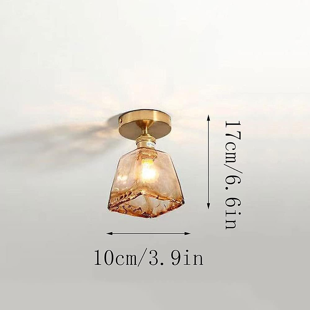 TONFON Japanese Amber Glass Ceiling Lamp Creative Semi Flush Mount Ceiling Light E27 Single Head Ceiling Light Fixture for Living Room Bedroom Dining Room Hallway Entry Foyer Aisle Pendant Lamp (Size