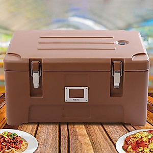 Insulated Food Pan Carrier, Hot Box Food Warmer Cooler, 30L Side Handles and Buckles Stainless Steel Pans Food Transporter for Catering Restaurant Canteen Family Party