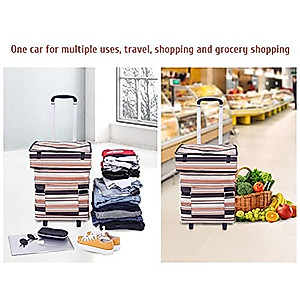 ZICRIC Foldable Shopping Cart with Wheels Rolling Folding Grocery Rolling Pulling Utility Trolley Collapsible Tote Oxford Trolley Bag for BBQ Women Laundry Duffel Fast Food Delivery