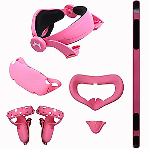 HUAYUWA Adjustable Head Strap with Head Cushion for Oculus Quest 2 VR Accessories, Replacement for Elite Strap Comfortable Protective Headband Enhanced Support and Reduce Head Pressure in VR, Pink