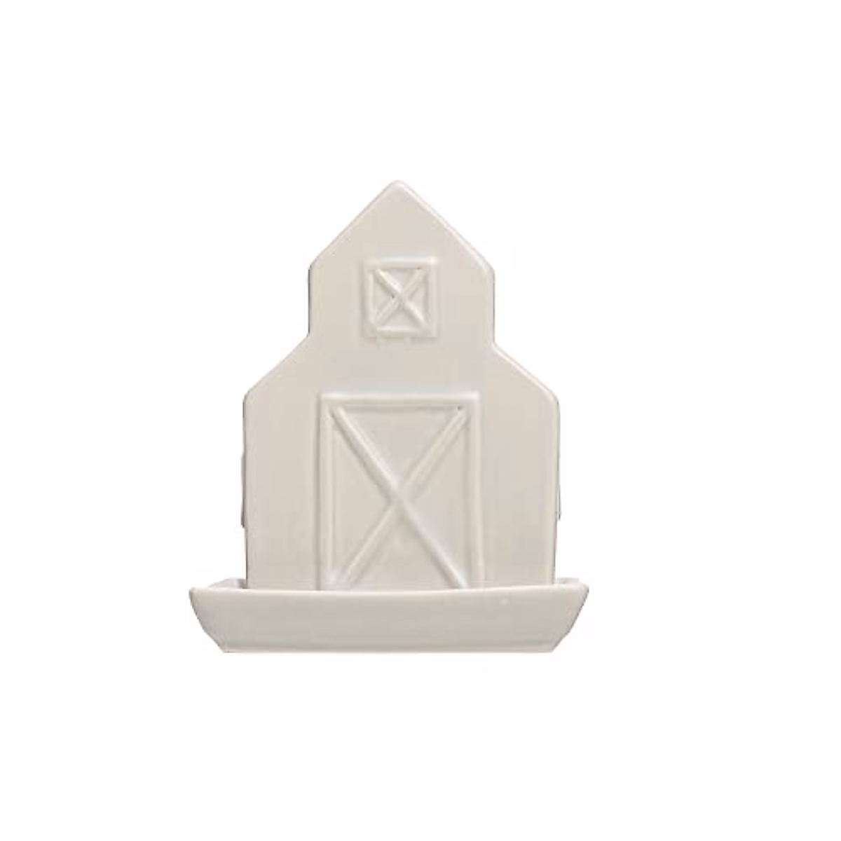 Creative Co-Op Matte Stoneware Barn Butter Dish Food Storage, 1 Pack, White