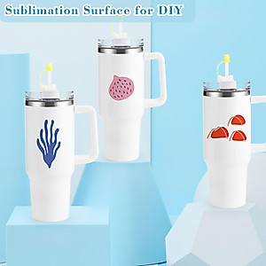 Sublimation Tumblers Blanks Bulk, 4 Pack 40 oz Personalized Insulated Tumbler with Lid & Straw Cover & Handle, Stainless Steel Water Bottle Mug Iced Coffee Cup, Gift for Women Men Party Travel, White