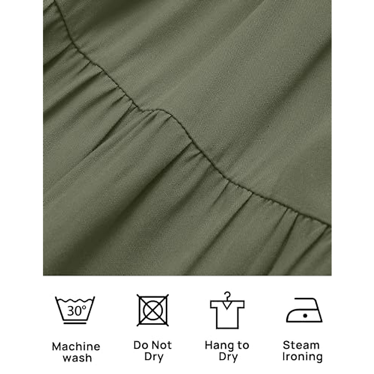 ZESICA Women's Summer Casual Sleeveless Crew Neck Smocked High Waist Flowy Tiered A Line Midi Dress,ArmyGreen,Medium