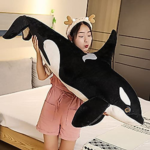 pangcangshu Nice Simulation Killer Whale Plush Toys Stuffed Orcinus Orca Fish Doll Shark Cartoon Soft Sleep Pillow Kids Girls Baby Easter, Thanksgiving, Christmas, New Year's Gifts (29 inch)