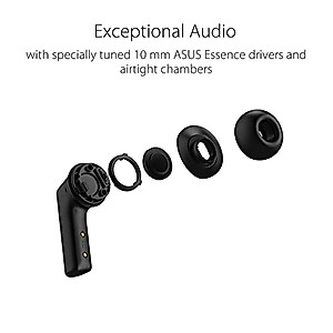 ASUS ROG Cetra True Wireless Gaming Headphones (Low-Latency Bluetooth Earbuds, Active Noise Cancelation, 27-Hour Battery Life, IPX4 Water Resistance, Wireless Charging)- Black